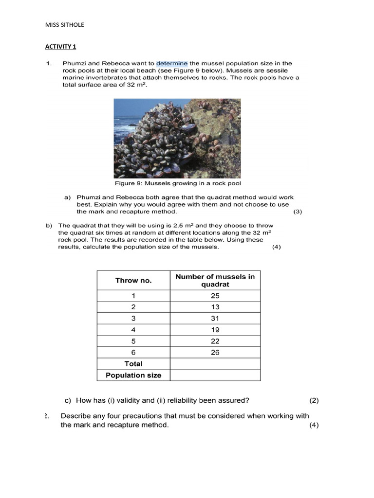 Population Ecology Activities | PDF