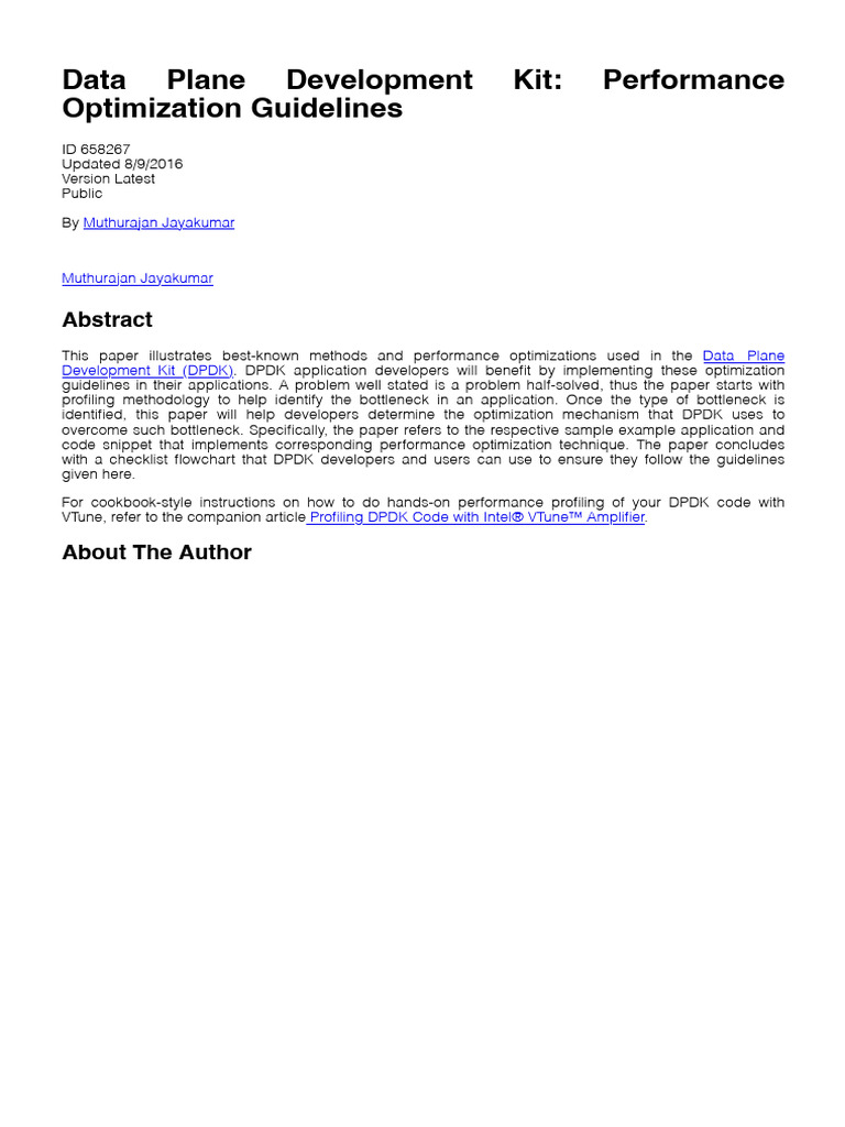 Data Plane Development Kit - Performance Optimization Guidelines | PDF | Cpu Cache | Program ...