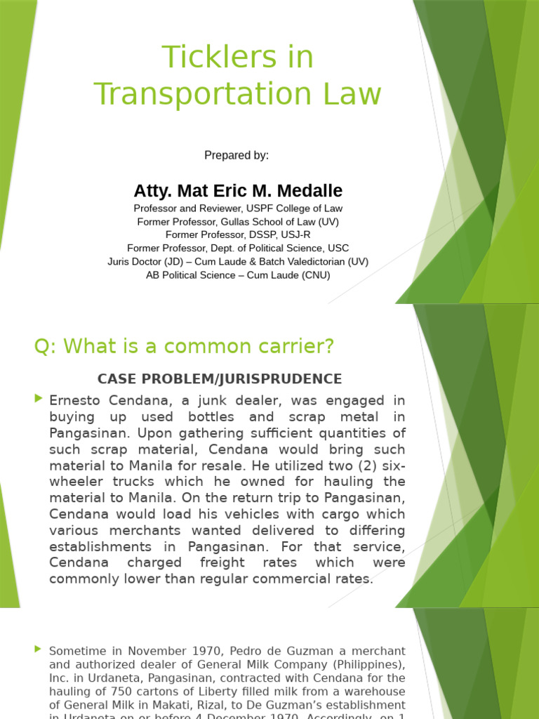Ticklers in Transportation Law | PDF | Bill Of Lading | Negligence