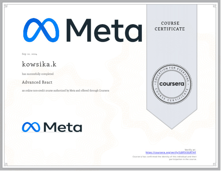 Advanced React Certificate | PDF