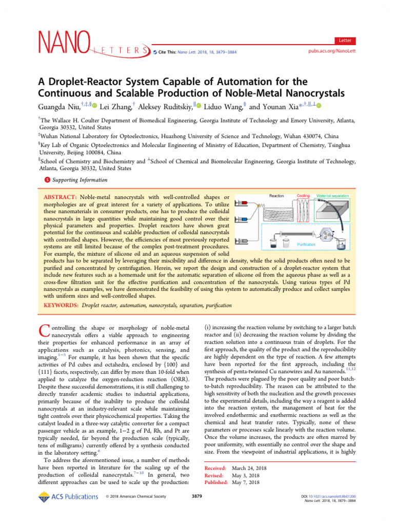Niu Et Al 2018 A Droplet Reactor System Capable of Automation For The ...