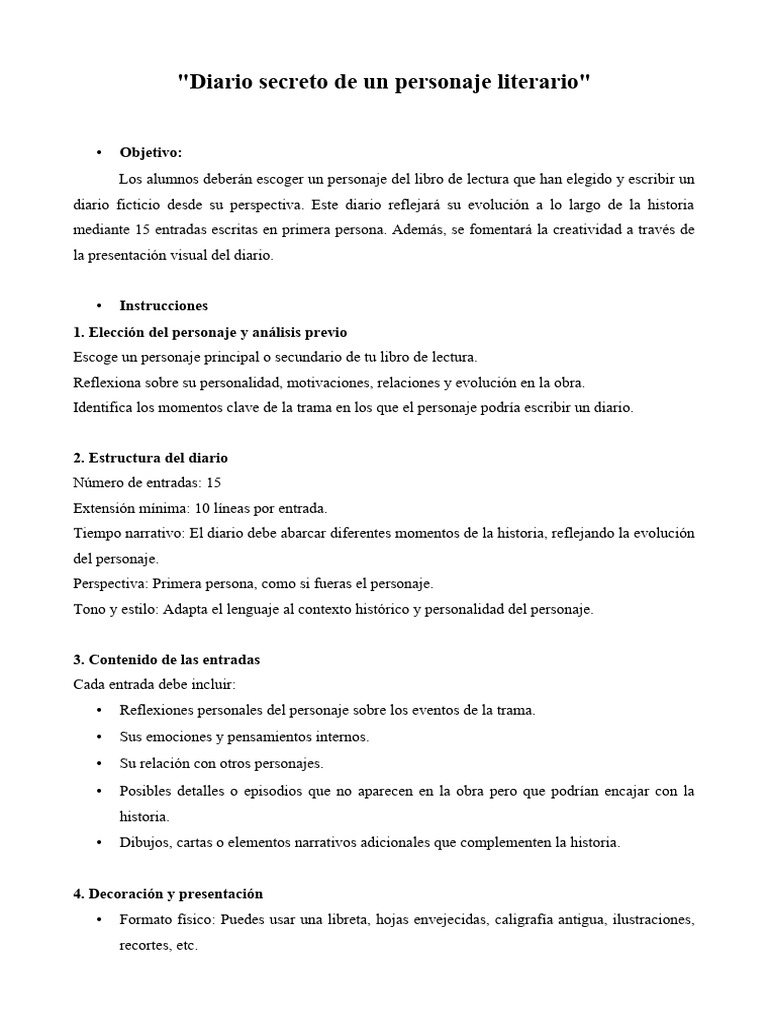 Diario Personaje | PDF