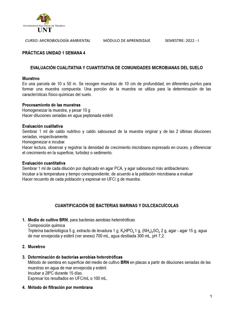 Pract Unidad 1 Semana 4 | PDF | Microorganismo | Microbiología