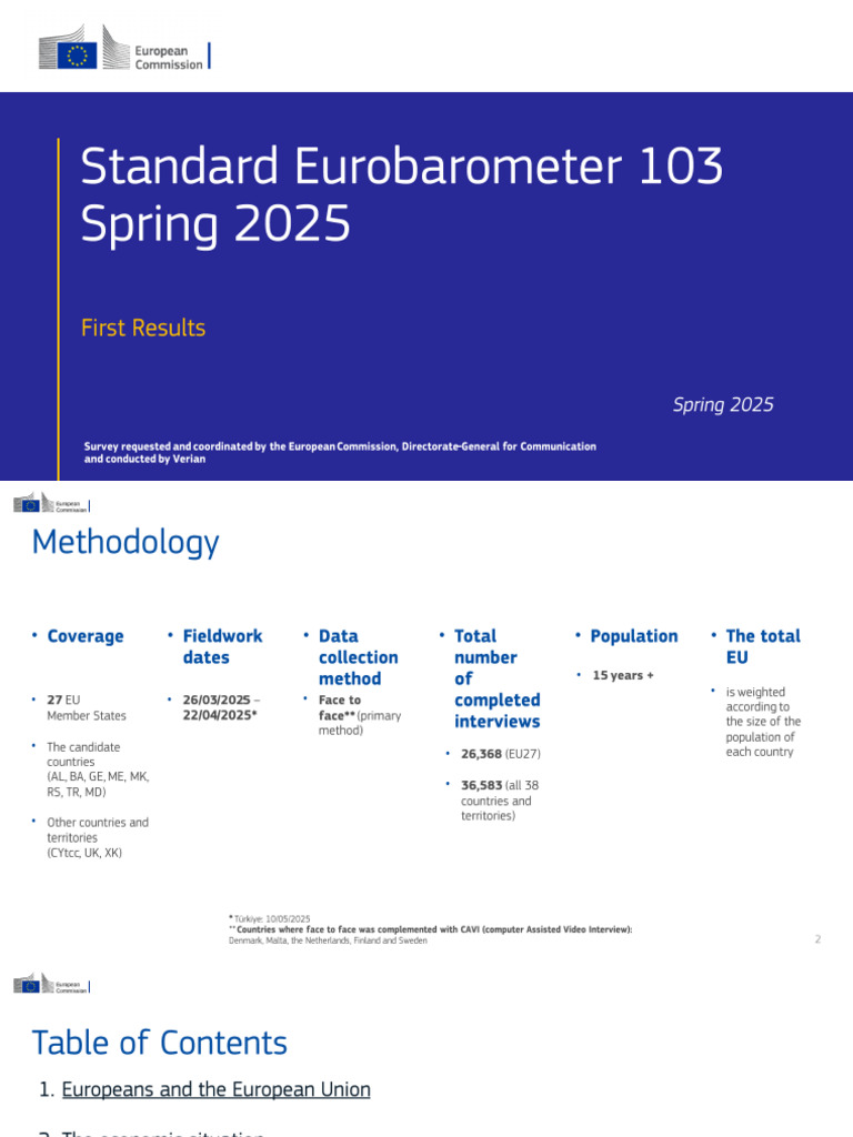 Eurobarometer Standard STD103 Spring 2025 First Results Presentation en ...