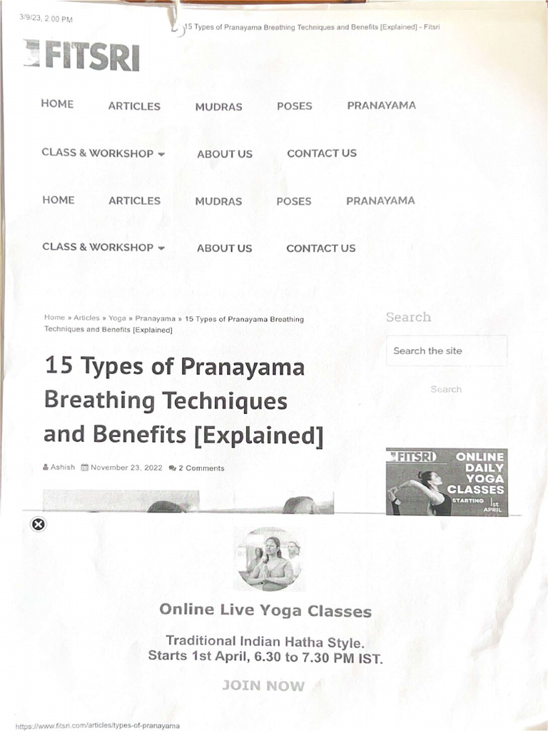 Types of Pranayam (Yoga) | PDF