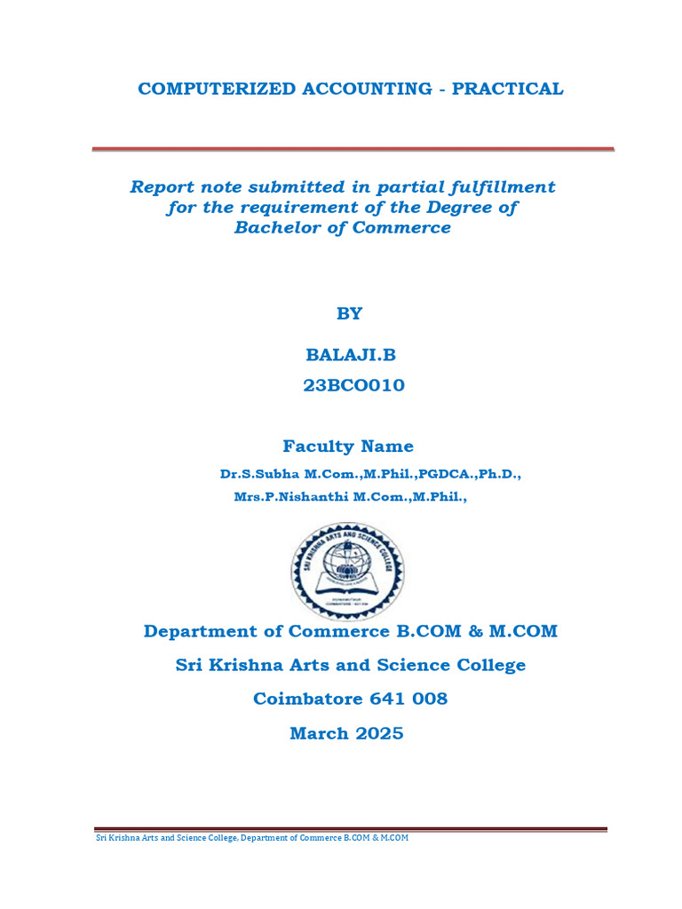 Front Page For Tally | PDF