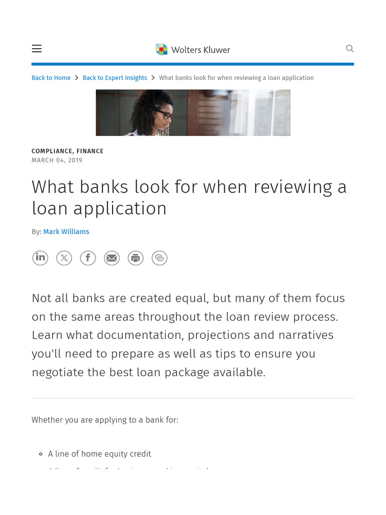 What Banks Look For When Reviewing A Loan Application - Wolters Kluwer ...