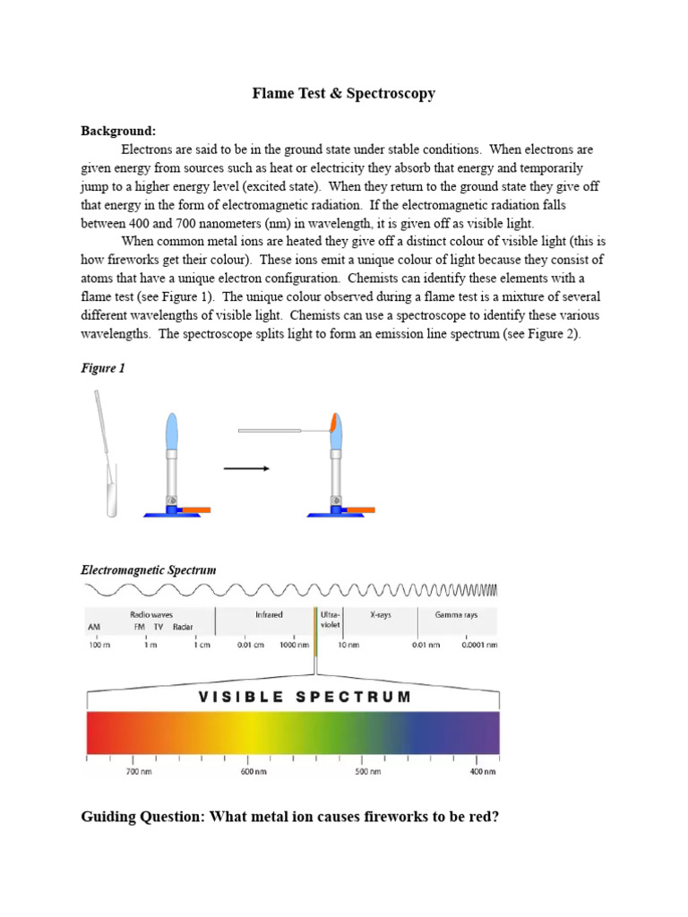 Flame Test & Spectroscopy.pdf | PDF | Emission Spectrum | Spectroscopy