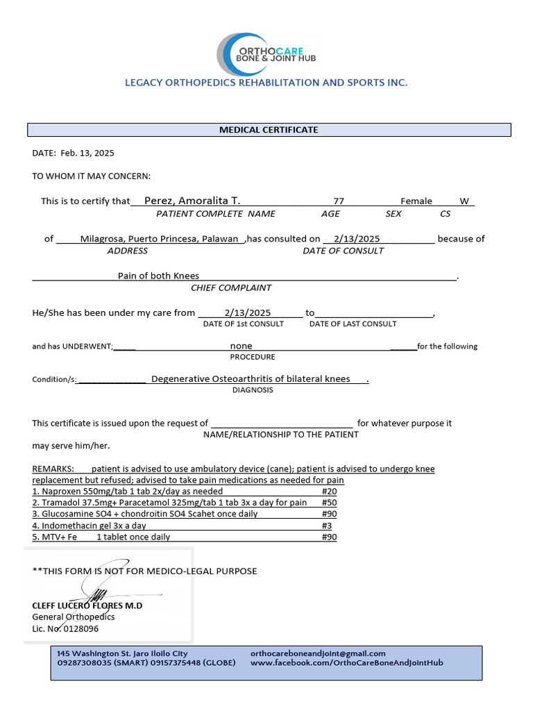 Medical Certificate lola | PDF