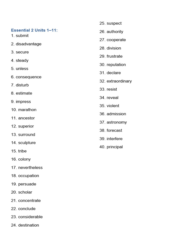 Essential2 Units1-11 Test | PDF
