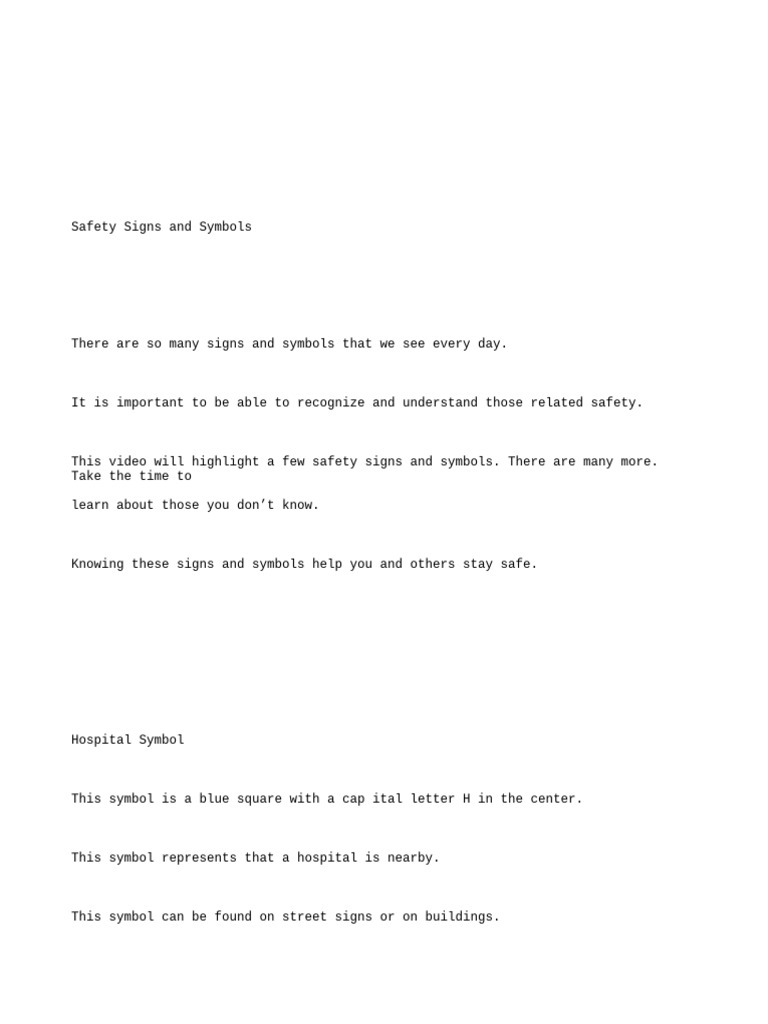 PSA-Safety-Signs-and-Symbols-PSA-Transcript-ENG | PDF