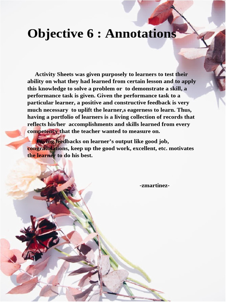 Objective 4 Annotations | PDF