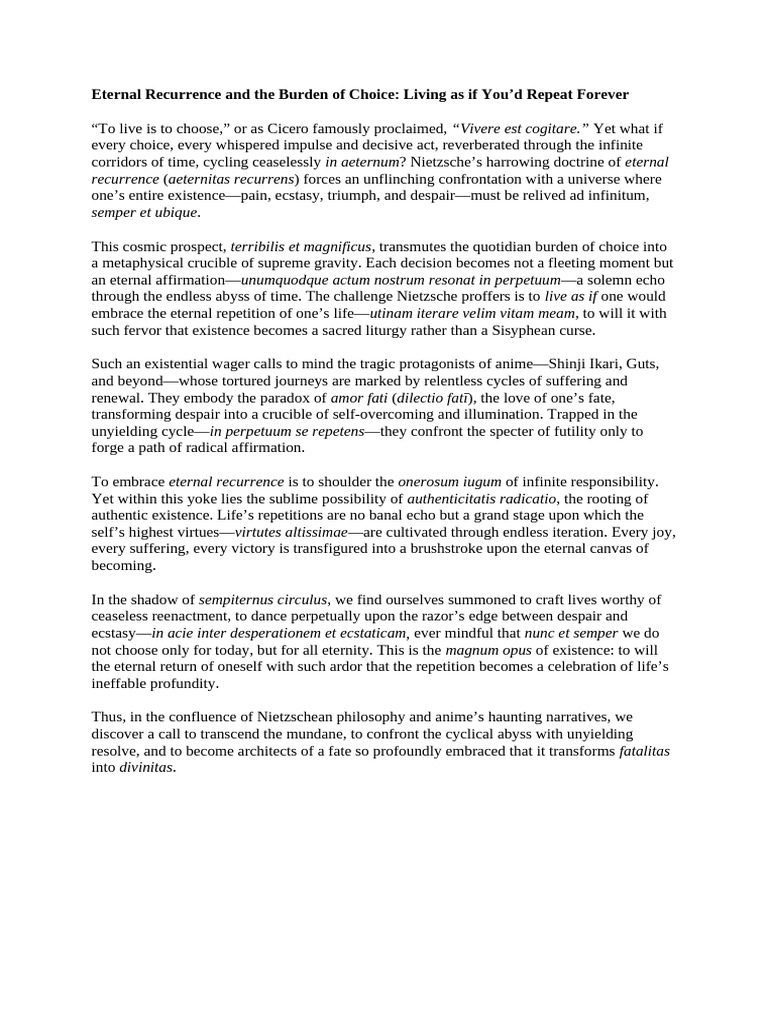 Eternal Recurrence and The Burden of Choice | PDF | Applied Philosophy ...