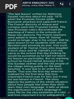 The Last Lesson Summary, Explanation, Word Meanings Class 12 | PDF ...