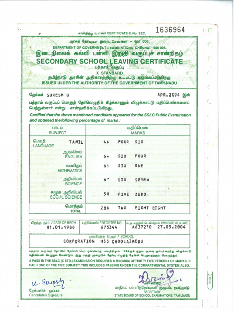 10th Marksheet | PDF