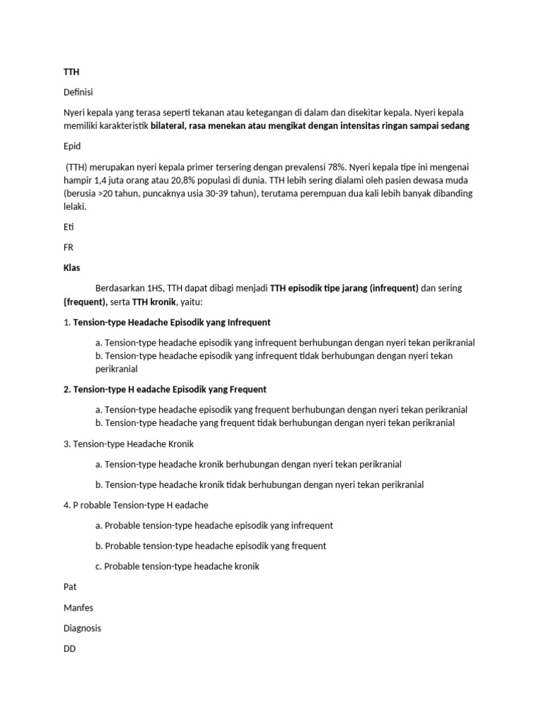 Diagnosa dan Karakteristik TTH | PDF