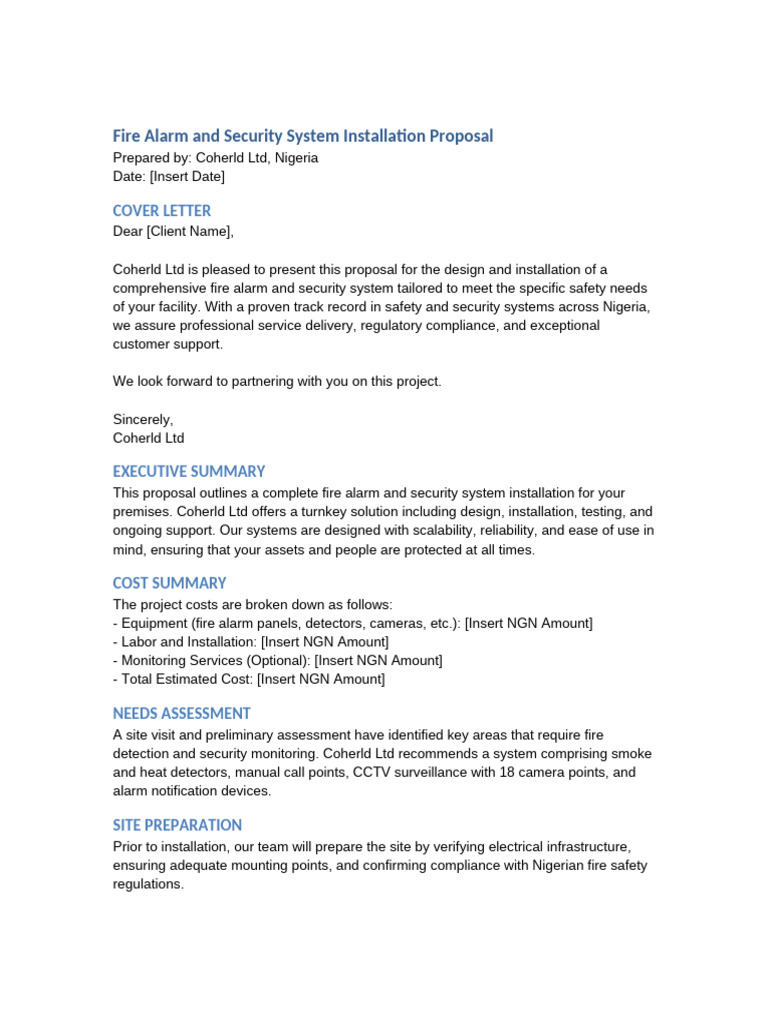 Fire Alarm & Security System Proposal | PDF | Fire Safety | Computing