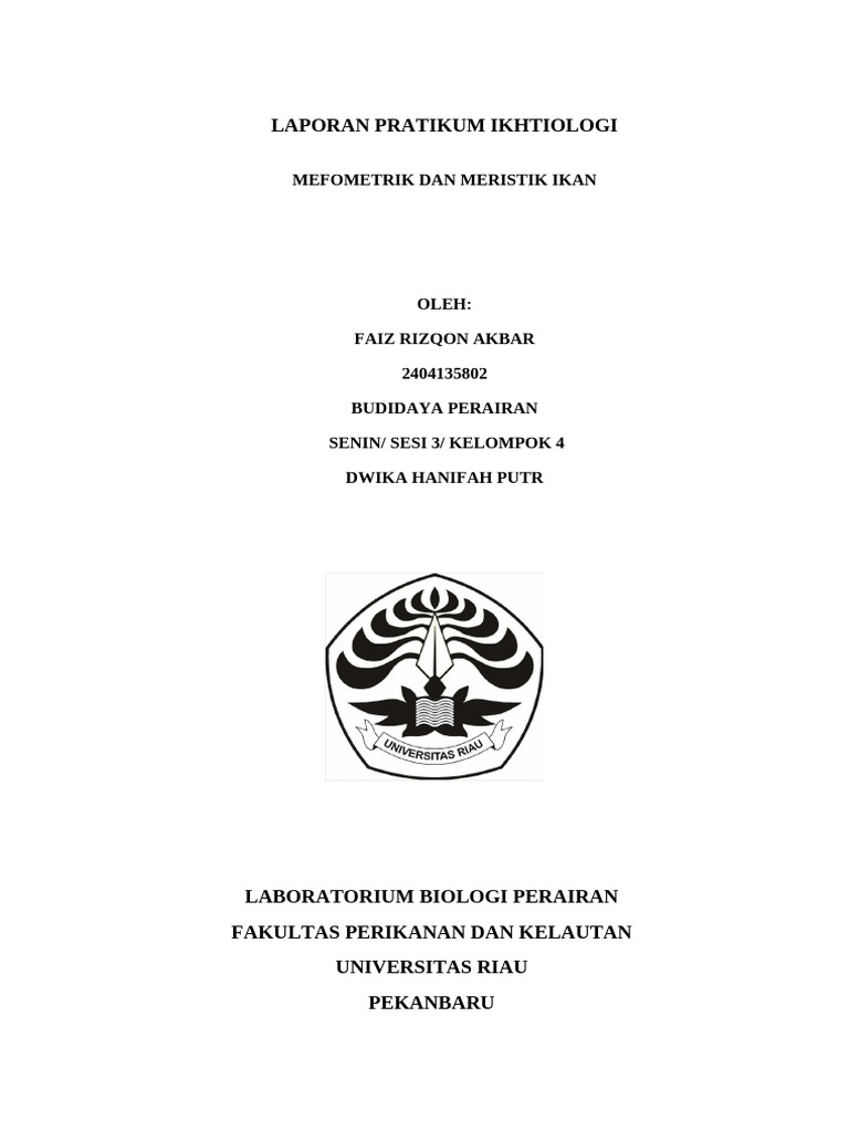 Laporan Ikhtiologi Morfometrik Dan Meristik Pada Ikan | PDF