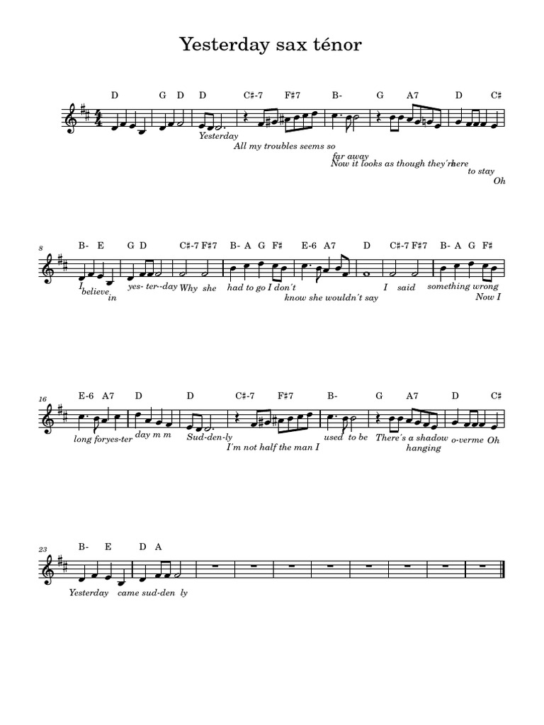 Yesterday Sax Ténor | PDF