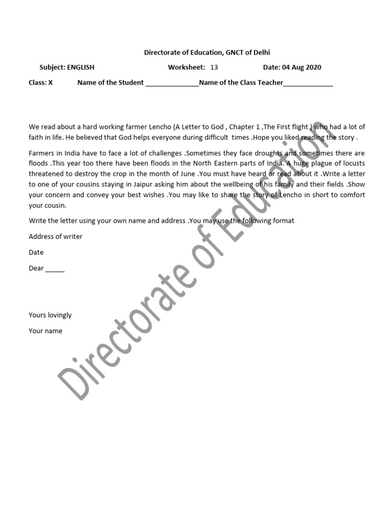 A Letter to God Worksheet13 | PDF