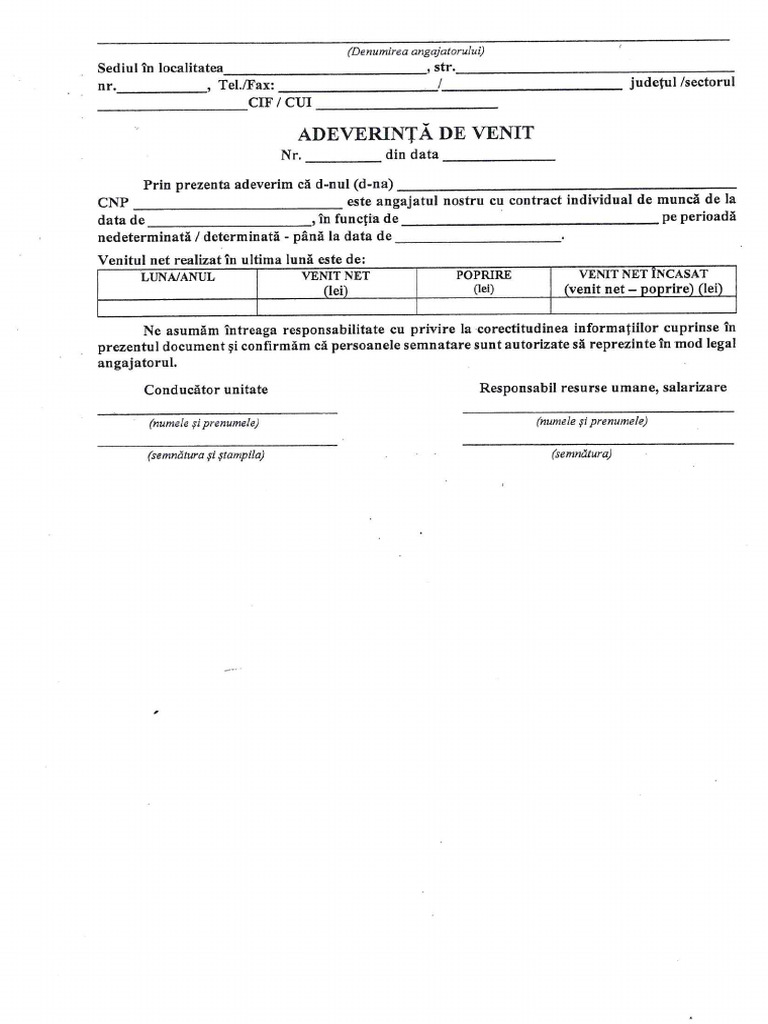 Adeverinta Venit | PDF