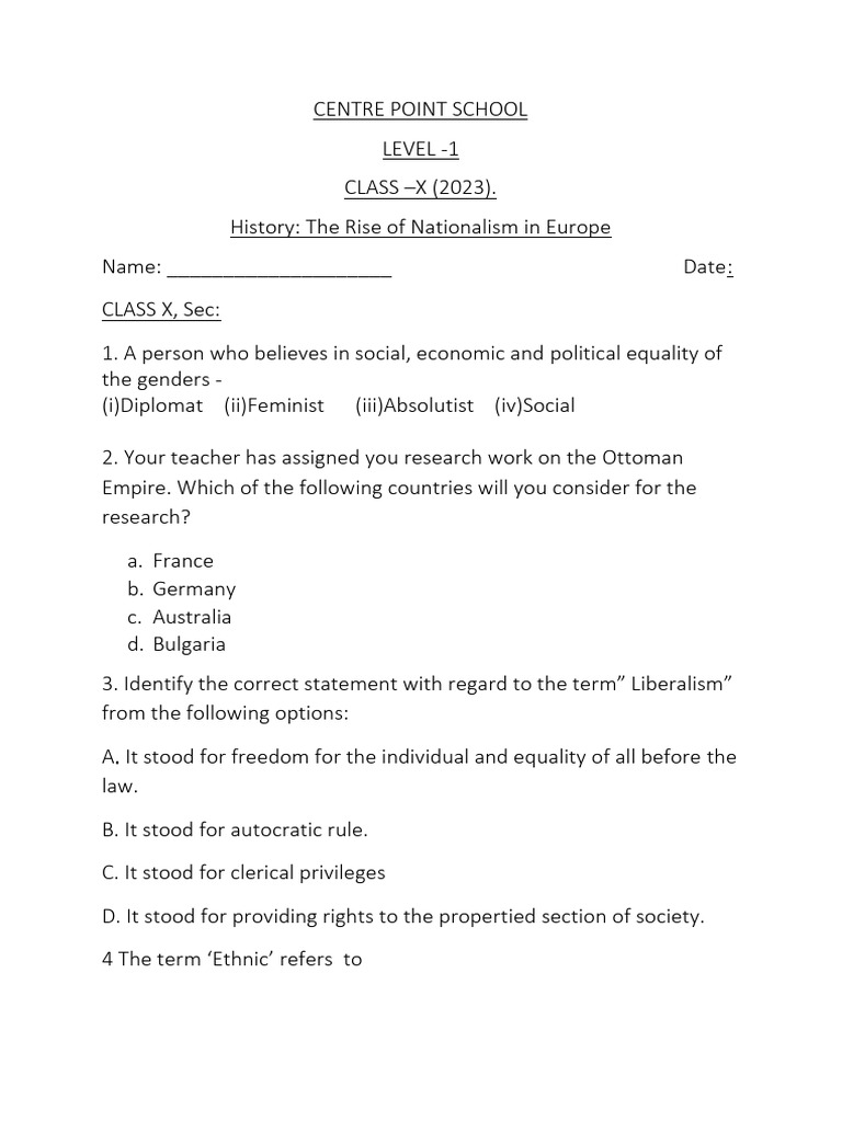 Worksheet11954Question | PDF | Nationalism | Balkans