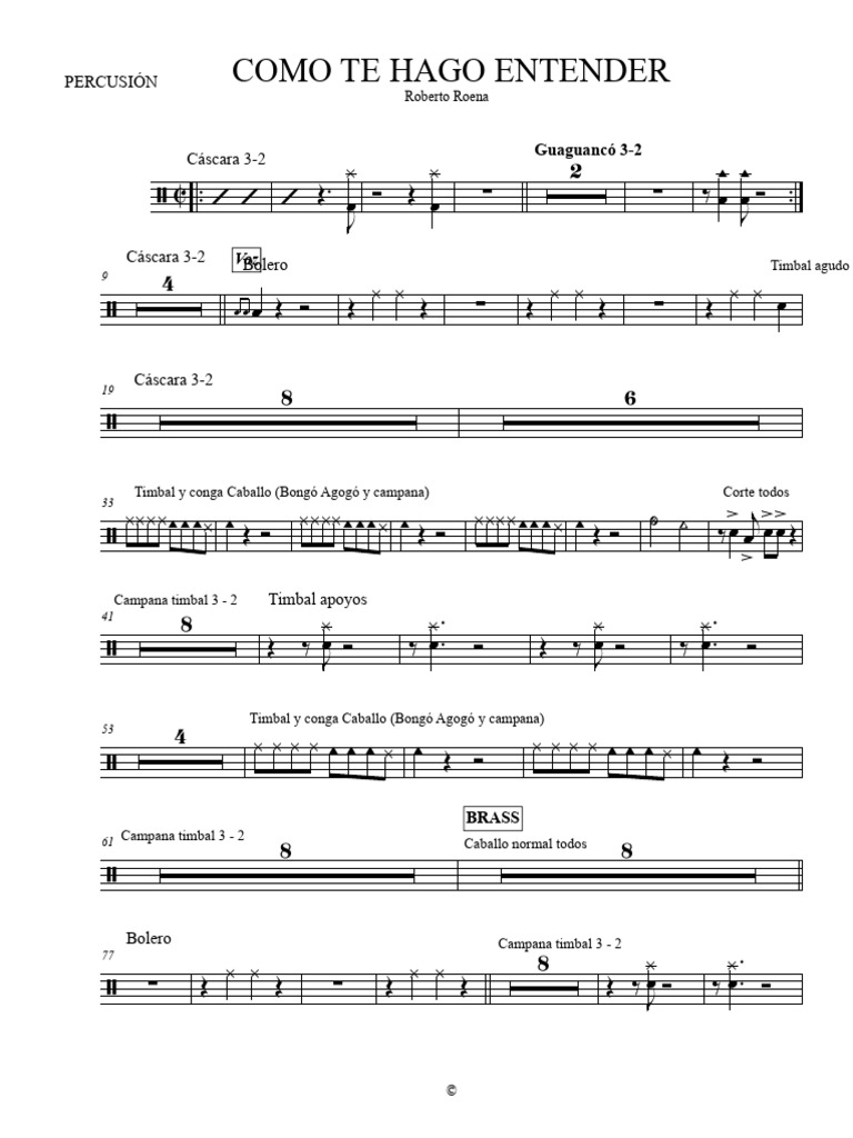 Como Te Hago Entender - Percusion | PDF | Tamborileo | Instrumentos de percusión