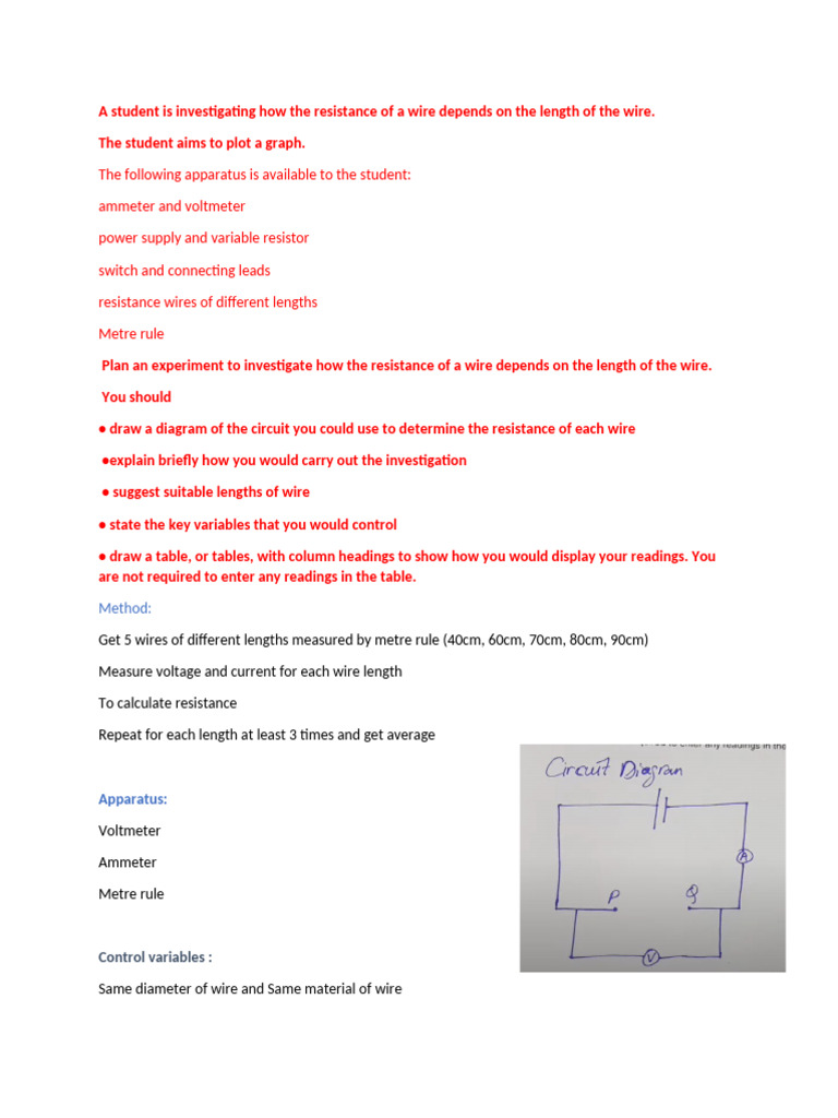 Investigating Wire Resistance by Length | PDF | Voltage | Experiment