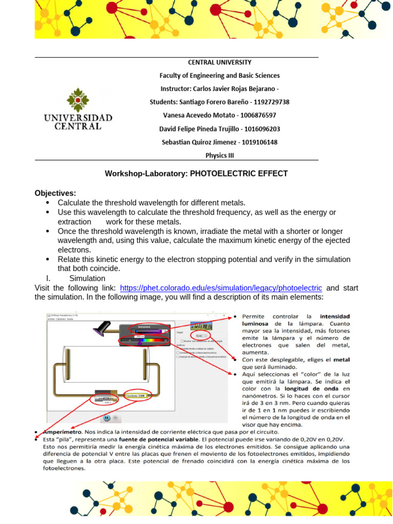 LAB 6 - Efecto Fotoeléctrico (Virtual) (Ingles) | PDF | Photoelectric Effect | Electronvolt
