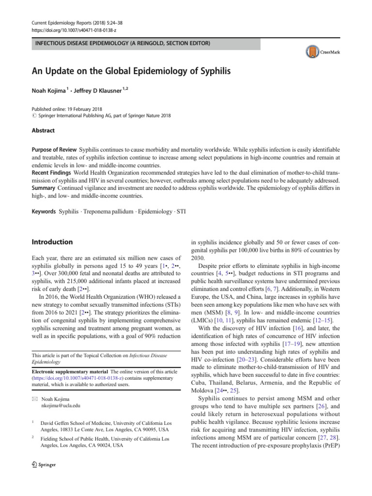 Update Syhilis Global Epidemiology s40471-018-0138-z | PDF | Men Who ...