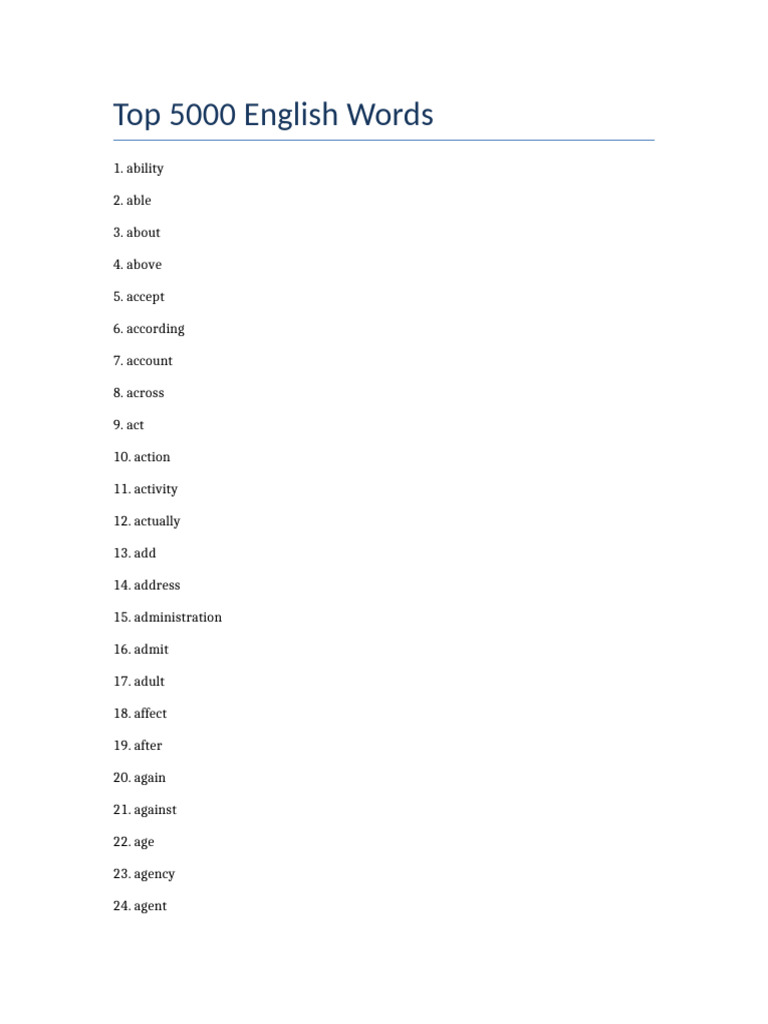 Essential English Vocabulary List | PDF
