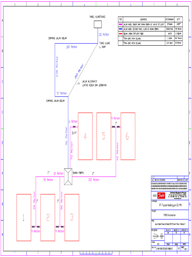 Drawing Jalur Kabel Power & Kabel FO-Effluent Pond-M7-PSM3 (1) | PDF