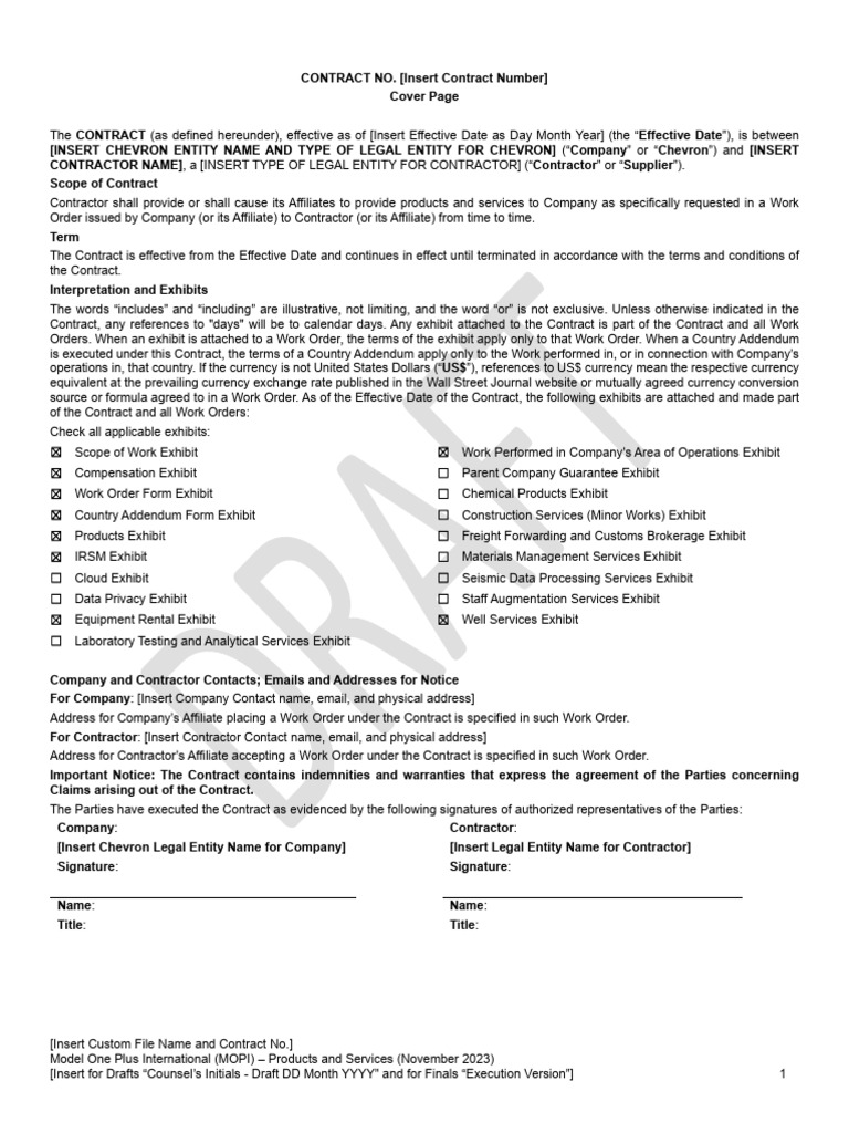 Sample Contract Document | PDF | Indemnity | Employment