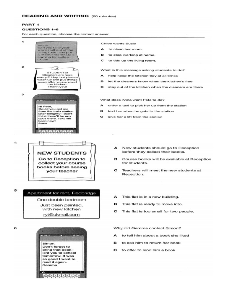 Ket 1-Test 1-Reading-2020 | PDF