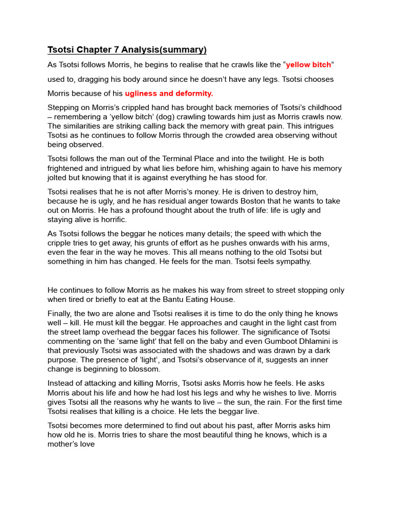 Tsotsi Chapter 7: A Turning Point | PDF