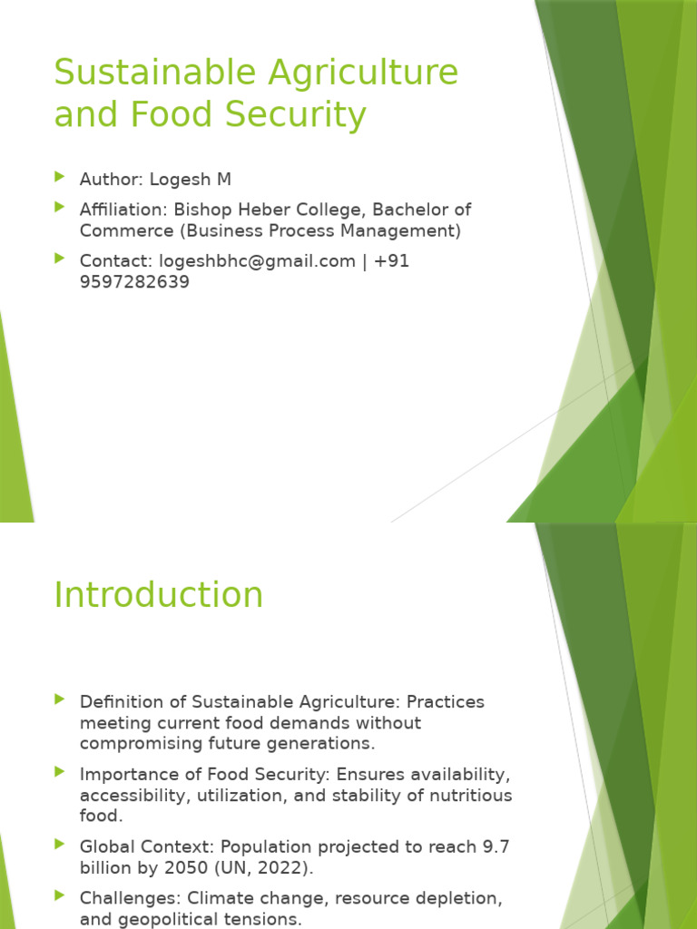 Sustainable Agriculture and FoodSecurity | PDF | Agriculture ...