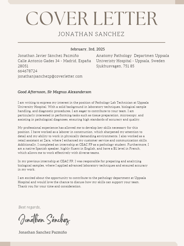 Cover Letter Jonathan PDF | PDF