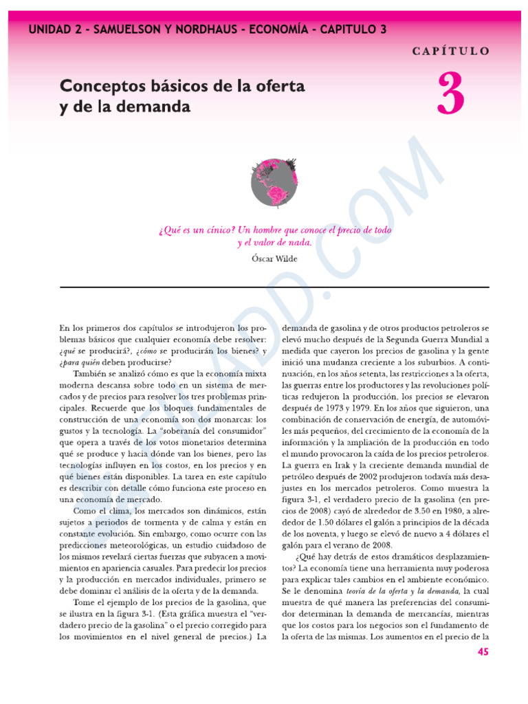 Conceptos Basicos de La Oferta y La Demanda Unidad 2 Cap 3 Samuelson | PDF | Ciencias económicas ...