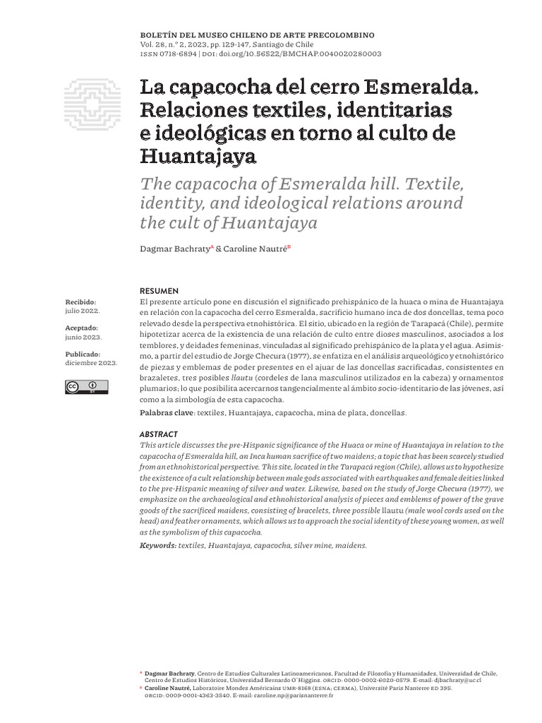 Bachraty, D. & Nautré, C. (2023). La capacocha del cerro Esmeralda ...