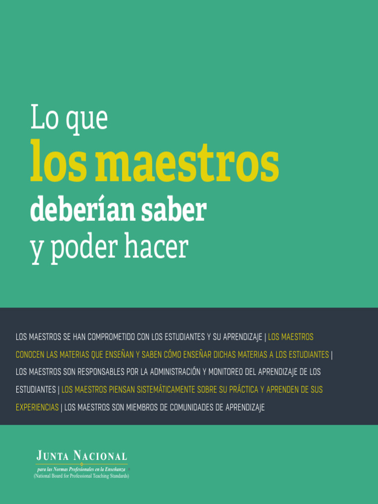 NBPTS - Estándares en EEUU | PDF | Aprendizaje | Conocimiento