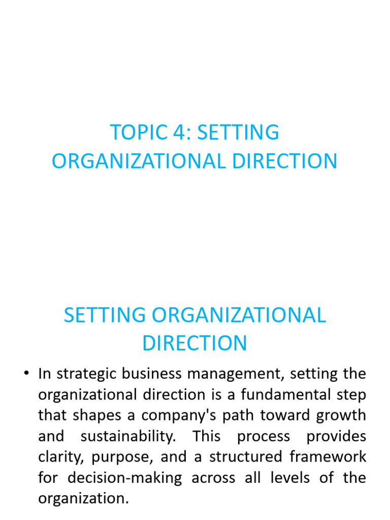 Setting The Organizational Direction) | PDF | Goal | Strategic Management