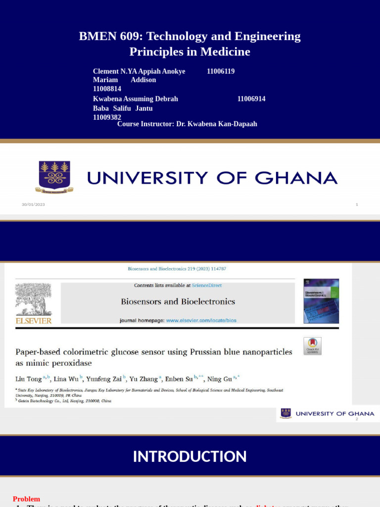 BMEN 609 Article Review Group1Paper-Based Colorimetric Glucose Sensor ...