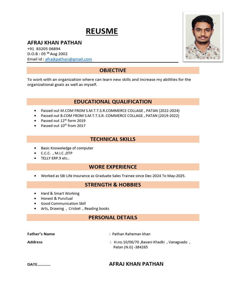 Afraj Khan Resume | PDF