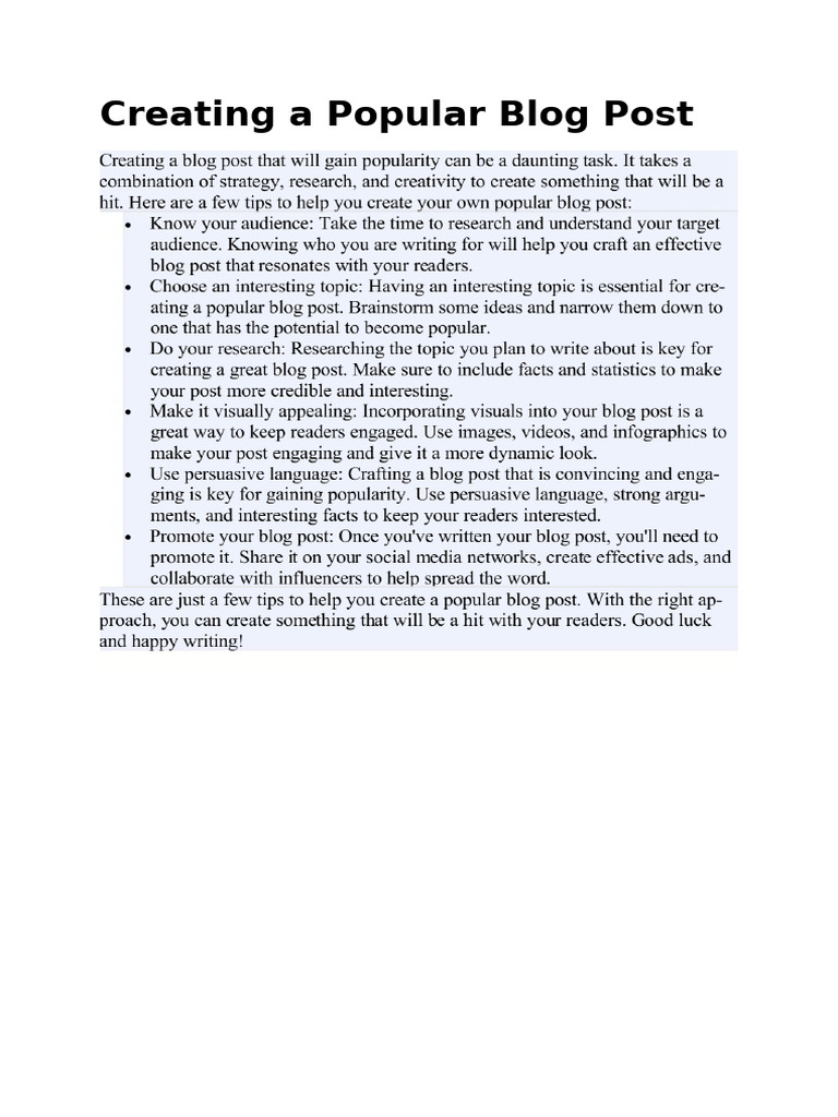 2: How To Write A Good Blog Post | PDF