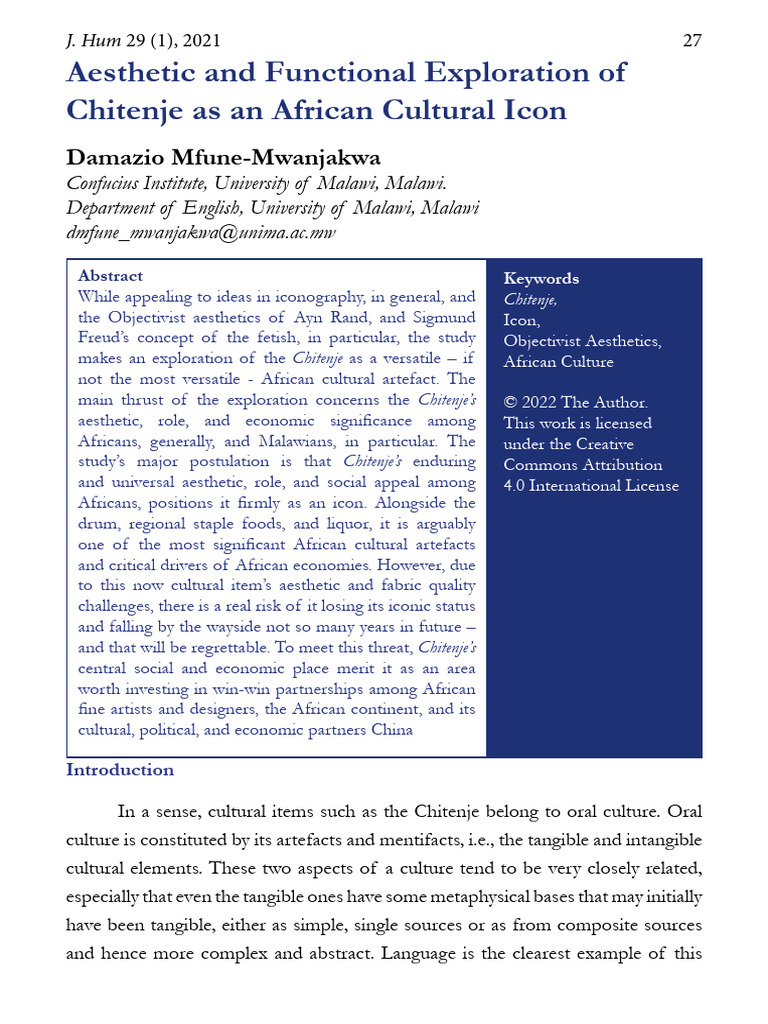 Chitenje Material in Africa | PDF | Postmodernism | Modesty