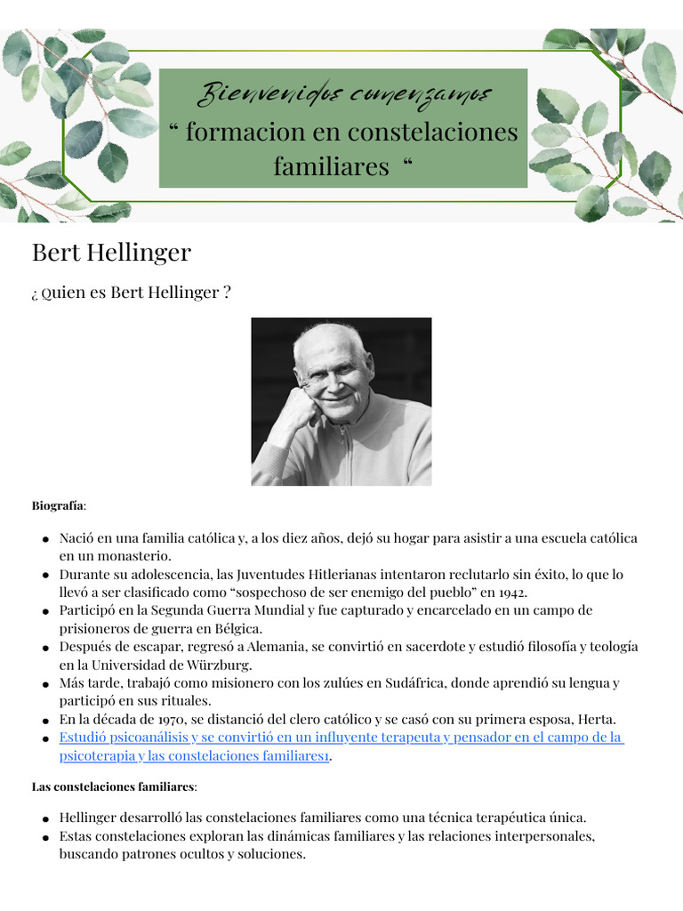 Bert Hellinger y las Constelaciones Familiares | PDF | Sicología
