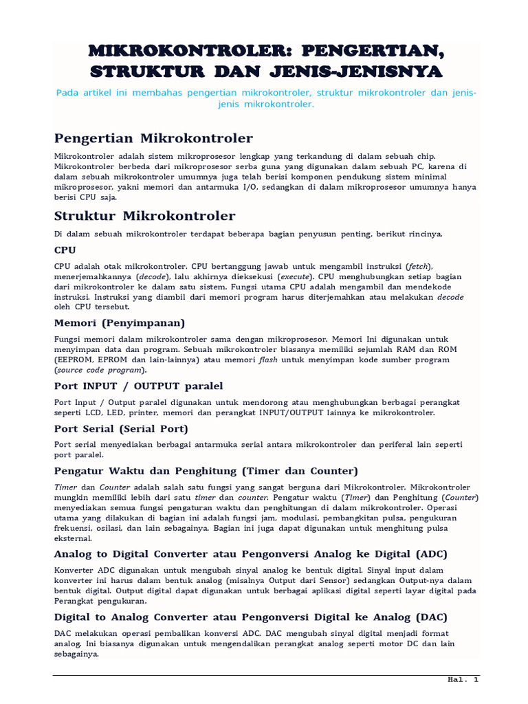 22 Dasar Mikrokontroler | PDF