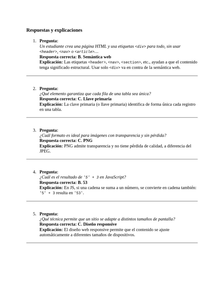 Respuestas y Explicaciones | PDF