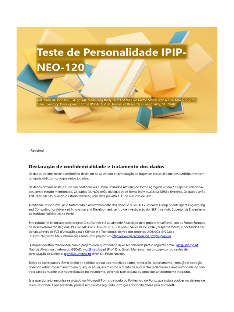 Teste de Personalidade IPIP-NEO-120 | PDF | Science | Psicologia