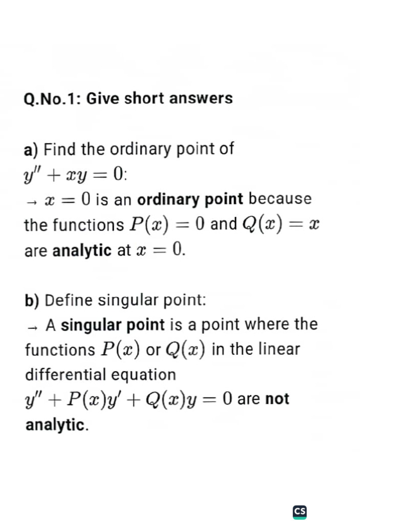 Differential Equation ANSWERS PAST PAPER | PDF